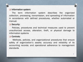 SECURITY & CONTROL OF INFORMATION SYSTEM (Management Information System ...