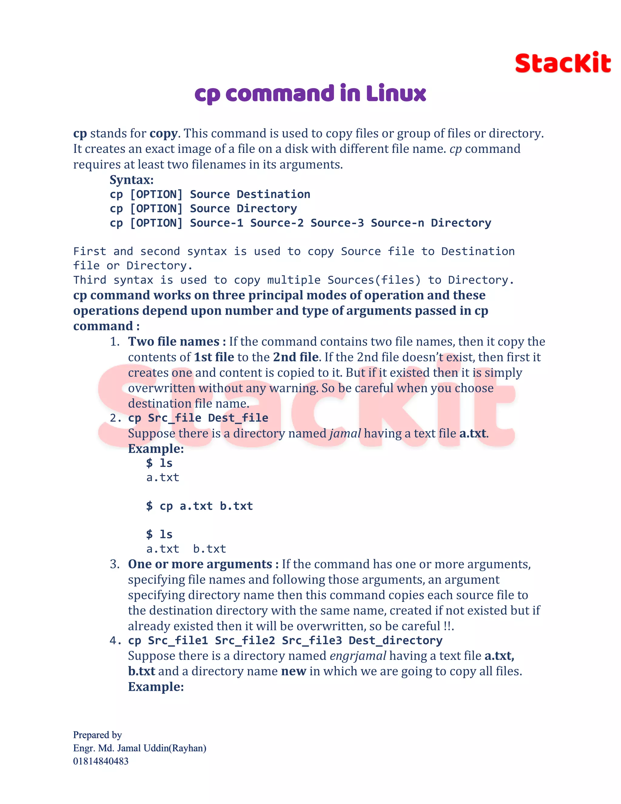 Linux Command For Beginners 6 - copy commands for linux | BUET Pattern Job Preparation | PDF