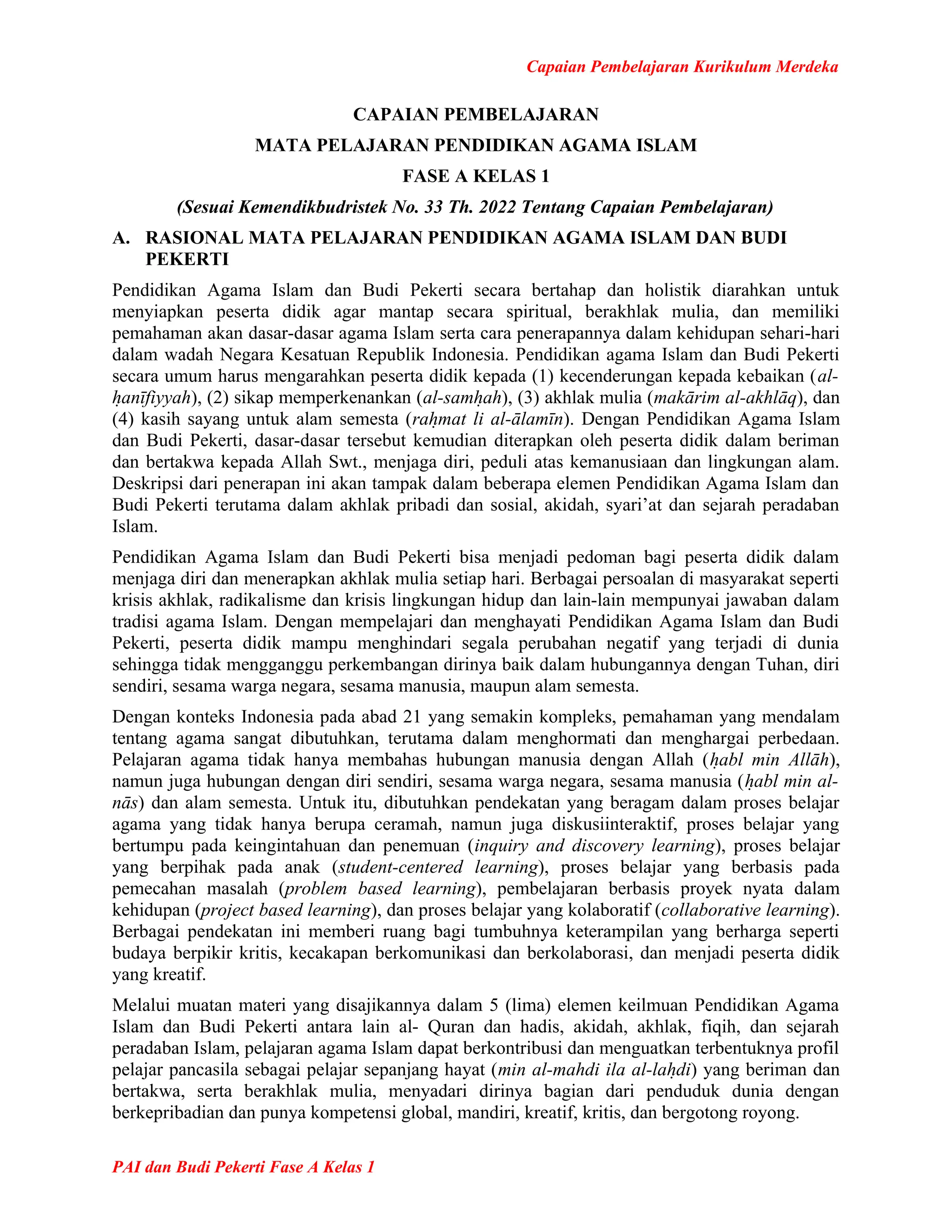 CAPAIAN PEMBELAJARAN KURIKULUM MERDEKA.docx