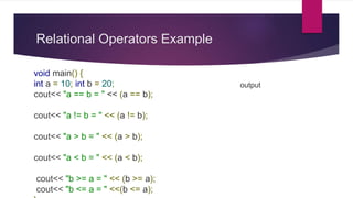 Few Operator used in c++ | PPTX | Programming Languages | Computing