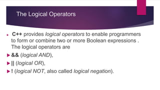 Few Operator used in c++ | PPTX | Programming Languages | Computing