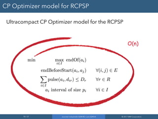 CP Optimizer: a generic optimization engine at the crossroad of AI and OR for solving industrial ...