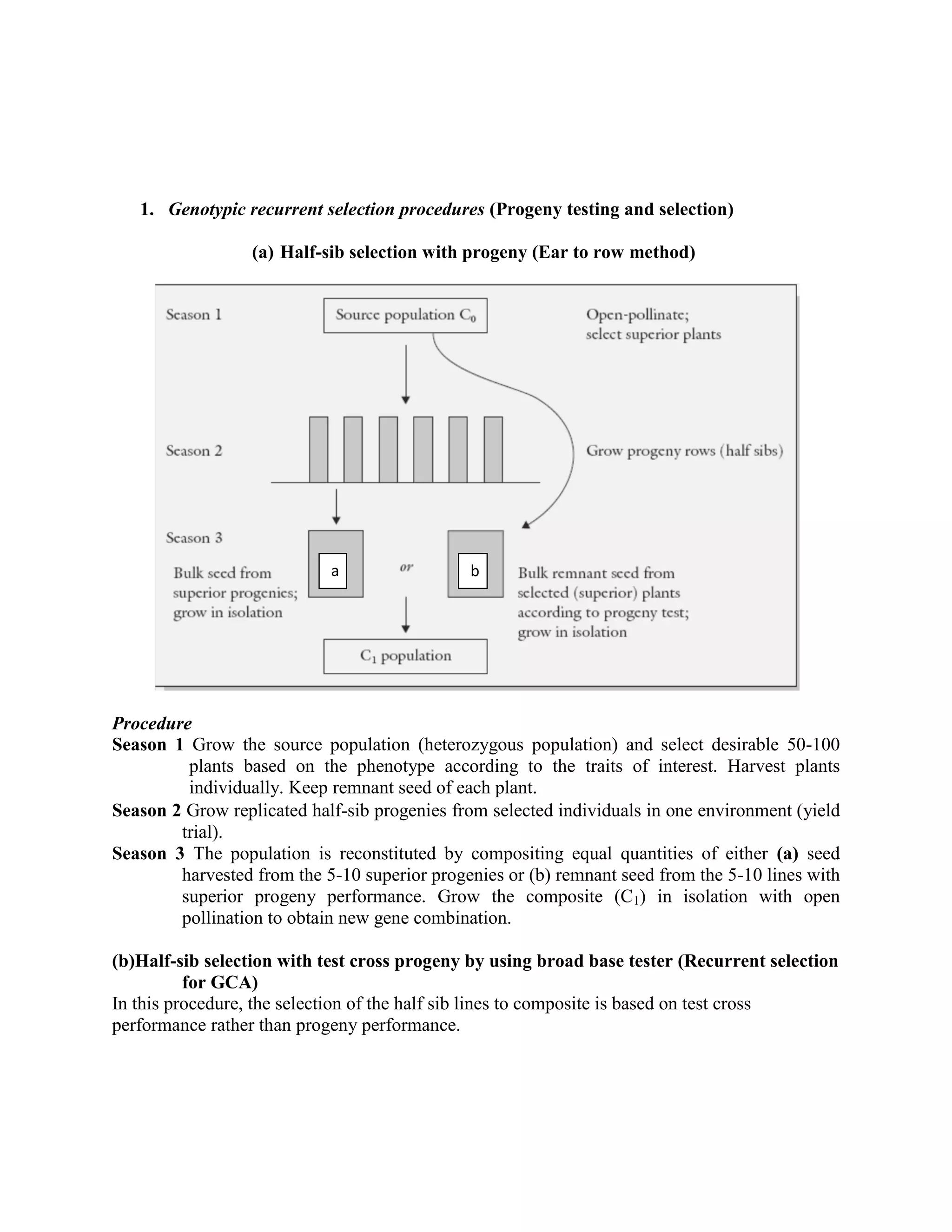 Cp population improvement-phenotypic and genotypic (half sib) method | PDF