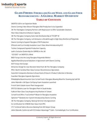 Glass Fibers: Fiberglass/Glass Wool and Glass Fiber Reinforcements – A ...