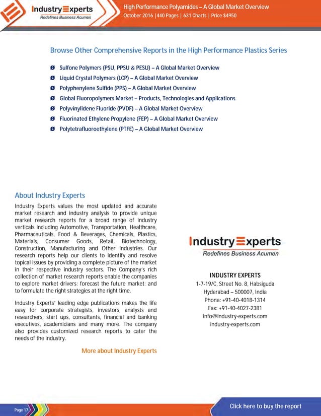 High Performance Polyamides – A Global Market Overview | PDF