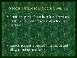 Uses of MS Access in Business | PPT