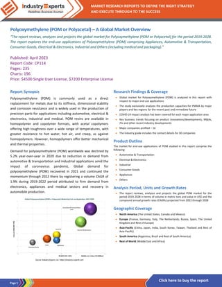 Global Polyoxymethylene (POM or Polyacetal) Market to Reach 4.2M ...