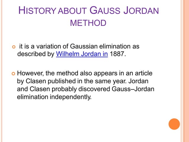 Gauss jordan method.pptx | Physics | Science