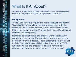 Cp1230 FSA consultation paper summary: complaints against the ...