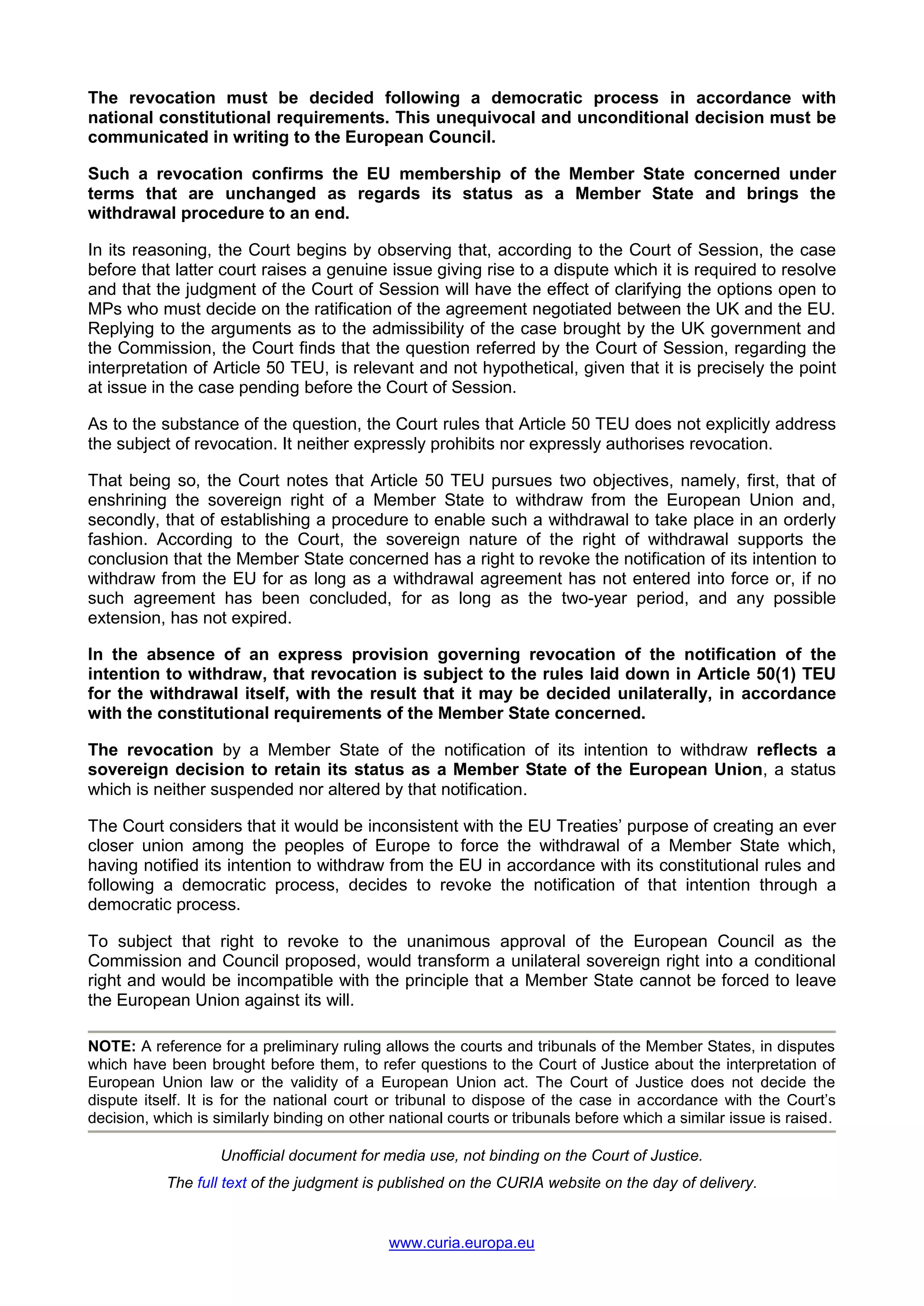 Curia Press Release No 191/18 | PDF