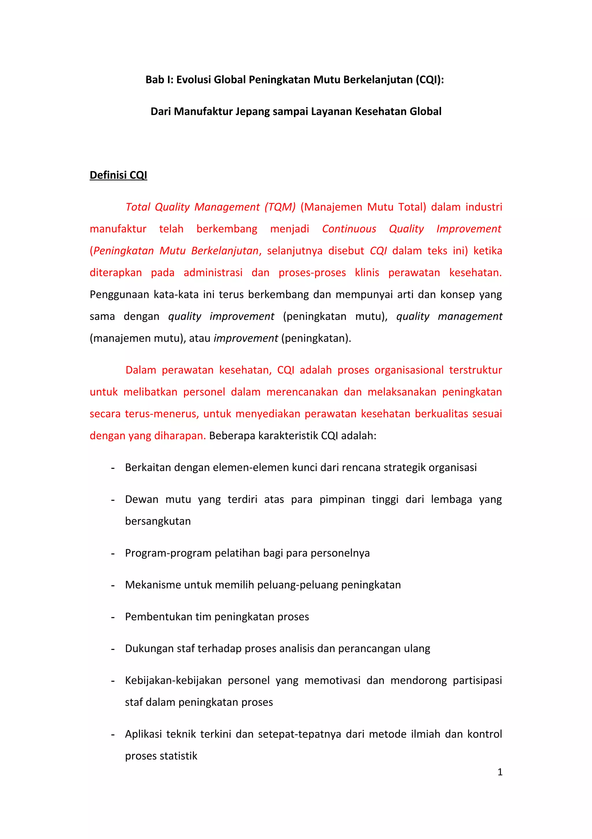 Chapter 1 Buku Implementing Continuous Quality Improvement in Health ...