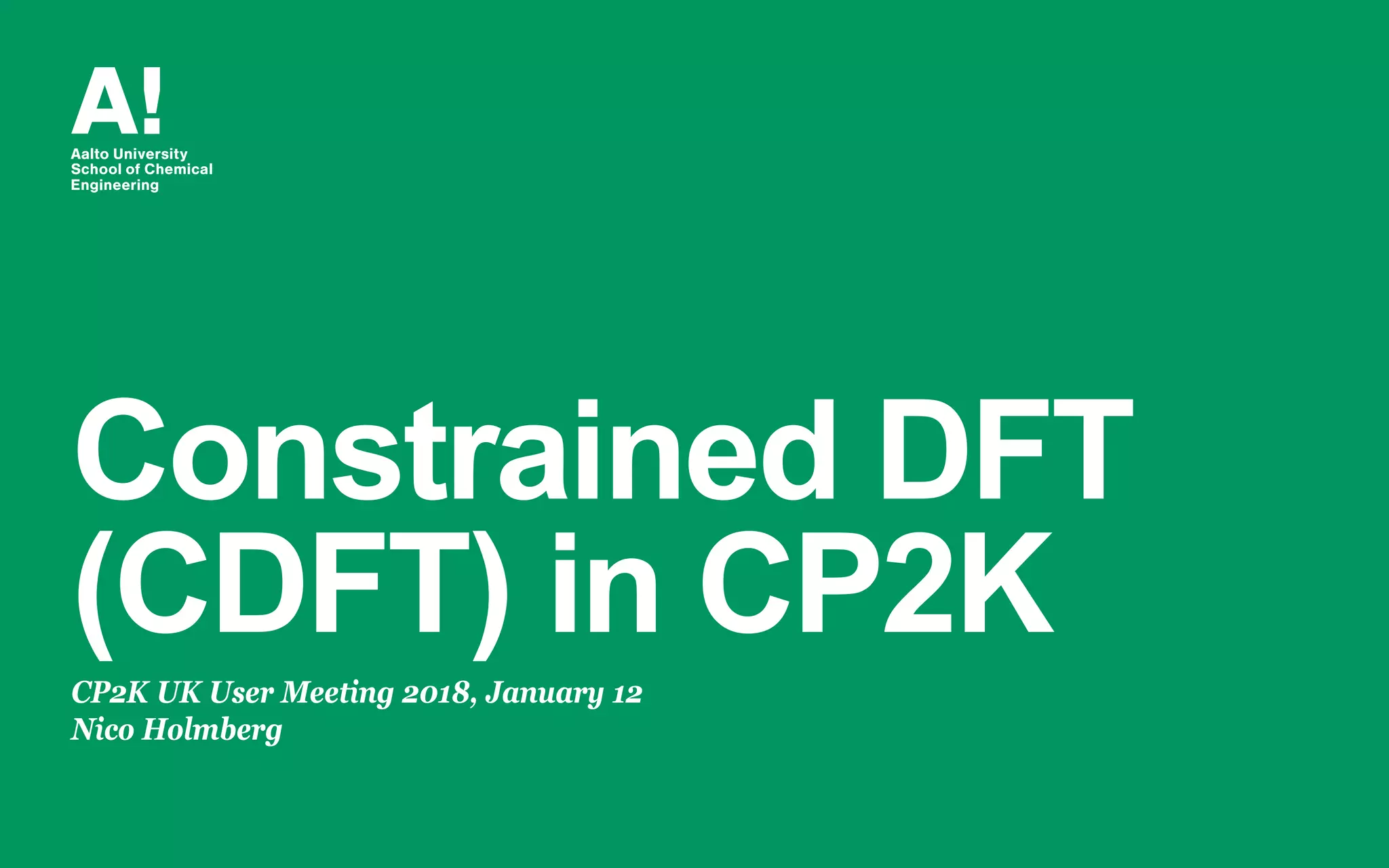Cp2k How To Use The Constrained Dft Module Pdf Chemistry Science