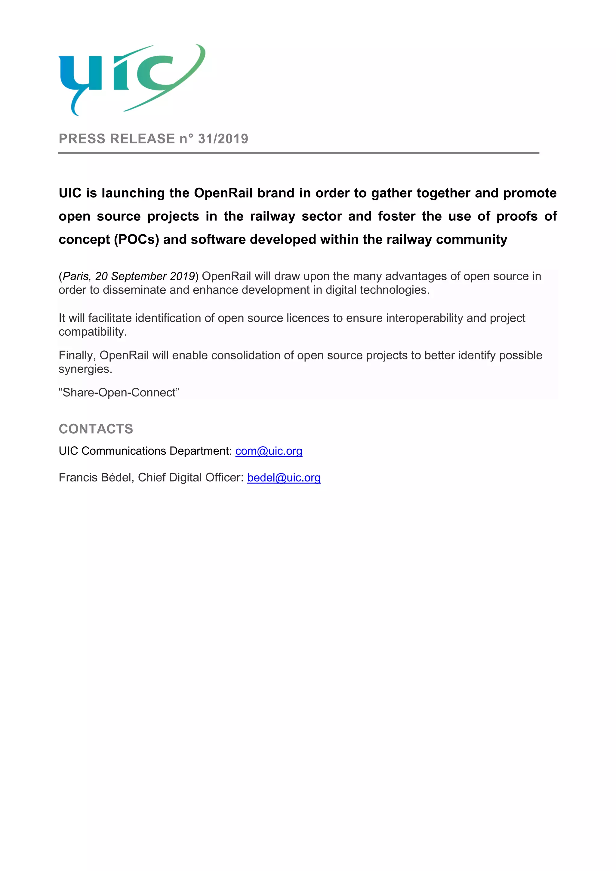 UIC is launching the OpenRail brand | PDF