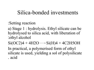 Investment materials | PPT | Chemistry | Science