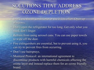 Solution Of Ozone Layer Depletion