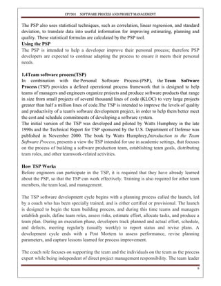 CP7301 Software Process and Project Management notes | PDF