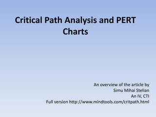 Critical Path Analysis | PPTX
