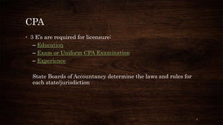 CPA: Certified Public Accountant. | PPT