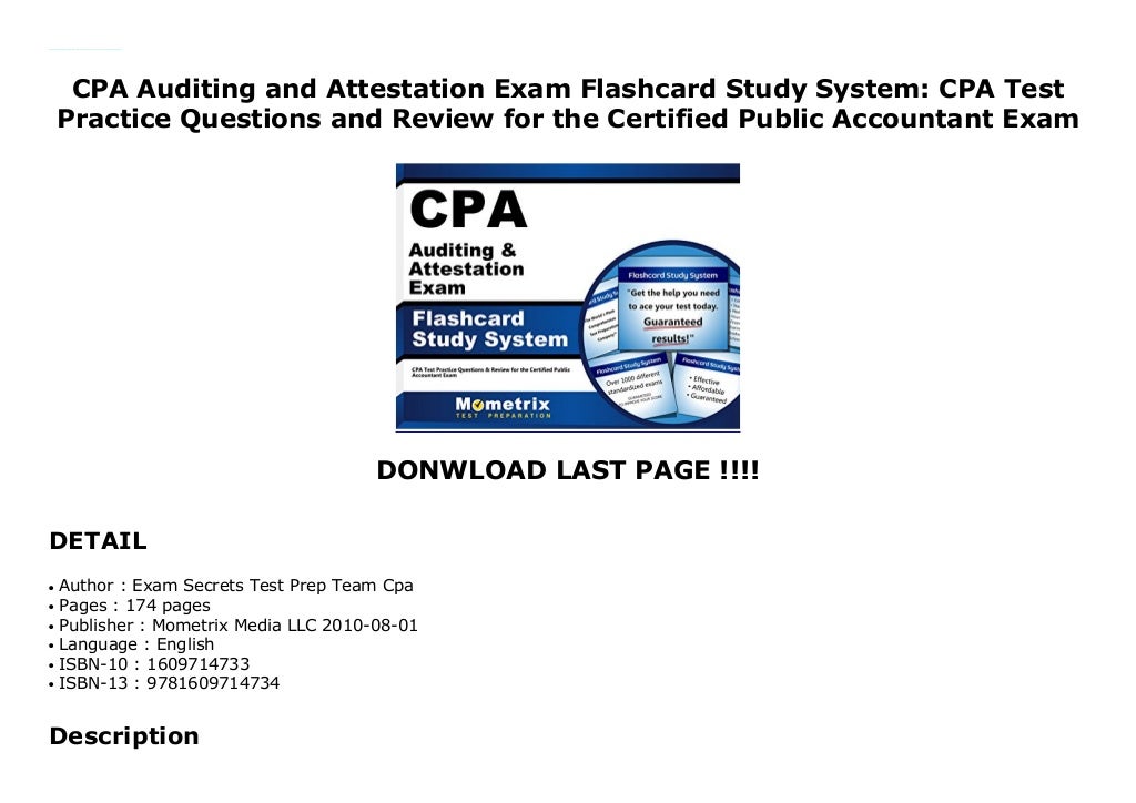 CPA Auditing and Attestation Exam Flashcard Study System: CPA Test ... CPA Auditing and Attestation Exam Flashcard Study System: CPA Test ...