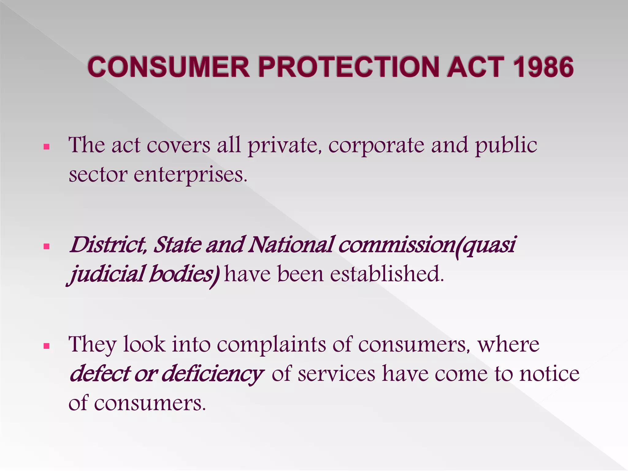Consumer protection act 1986 | PPT