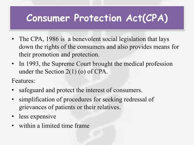 Consumer protection act in Medical Profession | PPTX | Consumer Issues ...