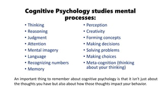Application of Cognitive Psychology | PPTX