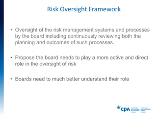 CPA Canada Risk Oversight and Governance Board Role in Risk | PPTX