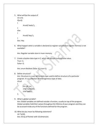 C Question Paper Solution - MDSU Ajmer | PDF