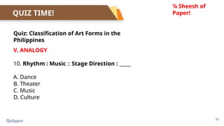 Contemporary Arts (Classification of Art Forms) | PPTX