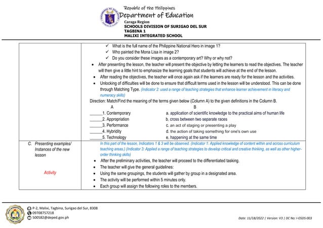 CPAR 12_LESSON PLAN 2023-2024 (1st).docx | Secondary Education | Education