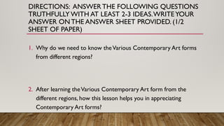 Philippine Contemporary Arts from the Regions Lesson 3 | PPTX | Modern ...