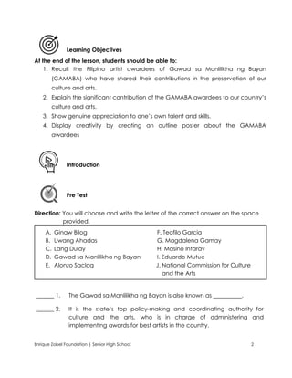 CPAR Module 4.pdf Contemporary Arts It is good for studying. | PDF