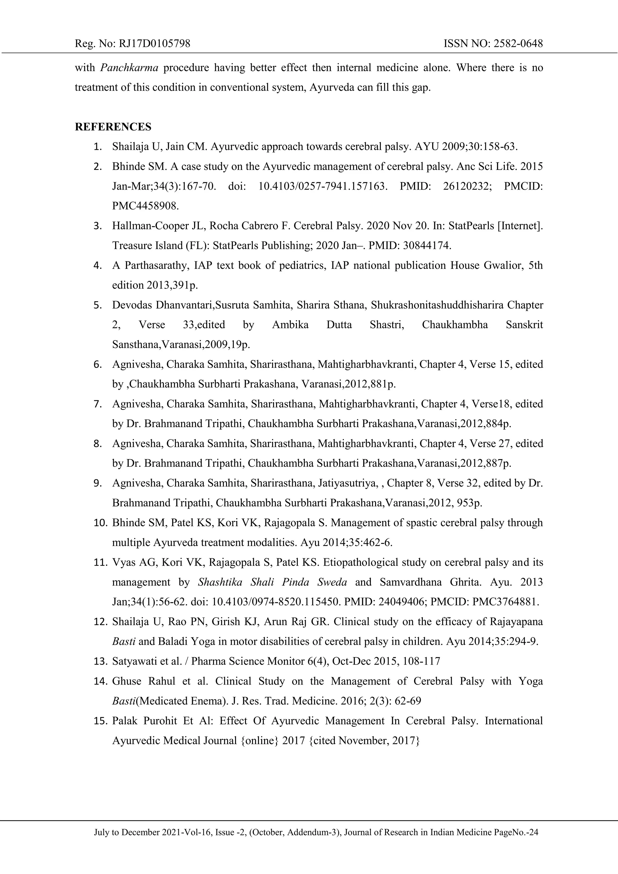 Cerebral Palsy in Ayurveda #Panchkarma In Cerebral Palsy | PDF