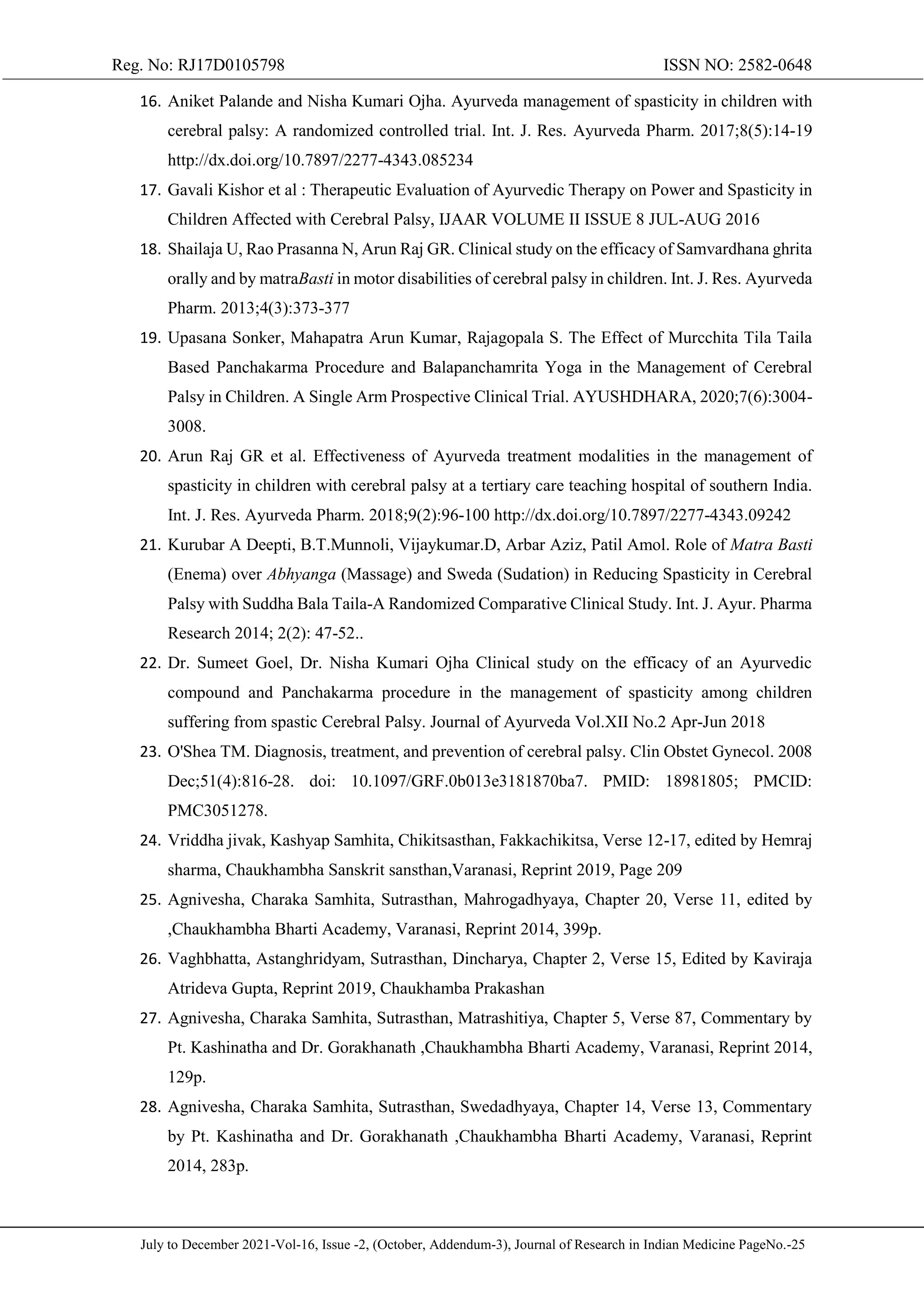 Cerebral Palsy in Ayurveda #Panchkarma In Cerebral Palsy | PDF