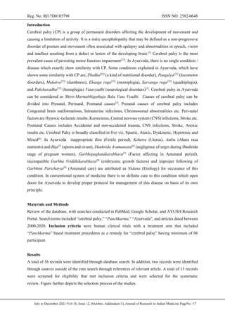 Cerebral Palsy in Ayurveda #Panchkarma In Cerebral Palsy | PDF