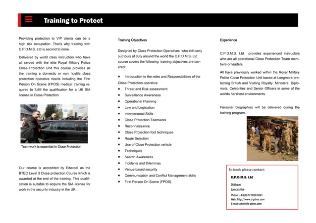 Close Protection Training (2012) | PDF | Business | Business and Finance