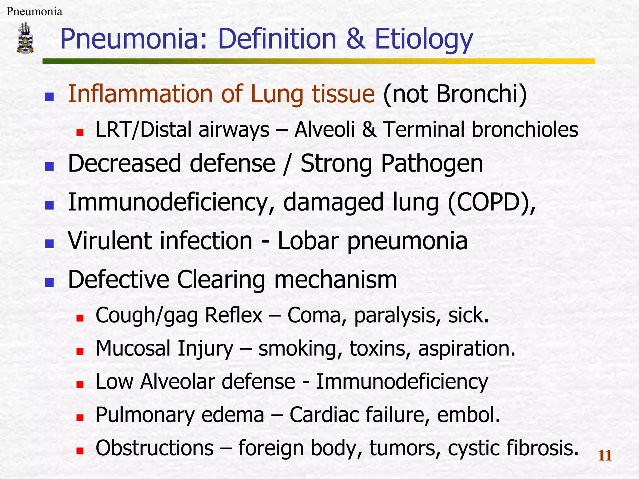 Pathology of Pneumonia | PPTX