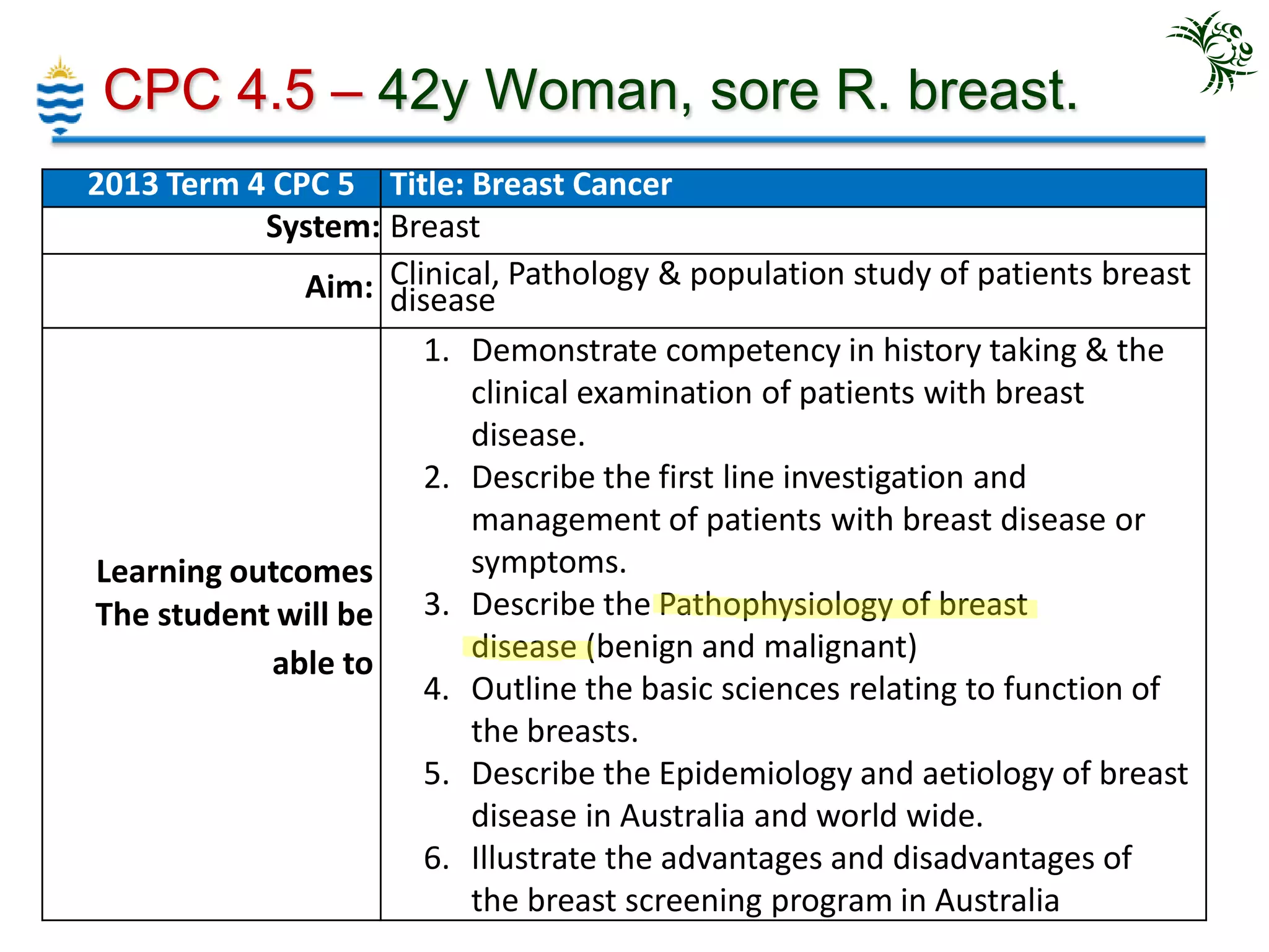 Breast Pathology Lecture - 2013 | PPTX