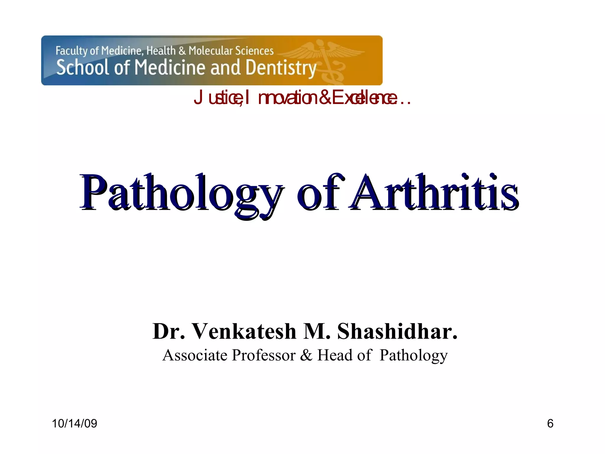 Pathology of Arthritis | PPT