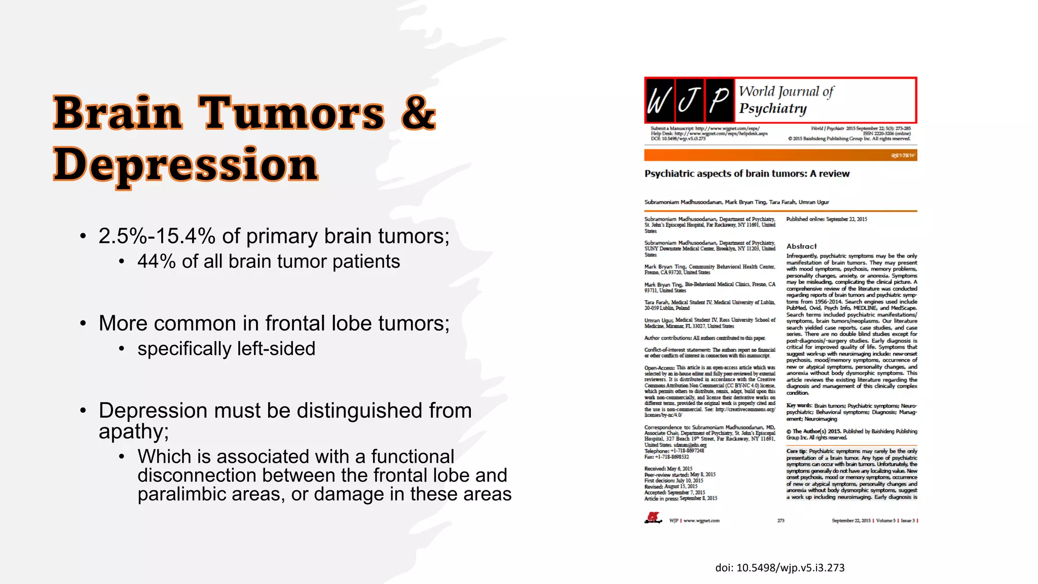 Depression & Brain Tumors | PDF