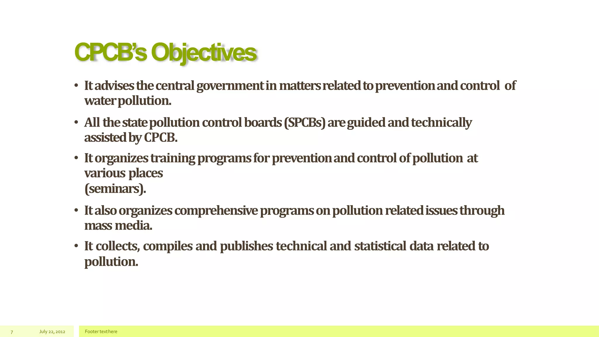Central Pollution Control Board India | PPTX