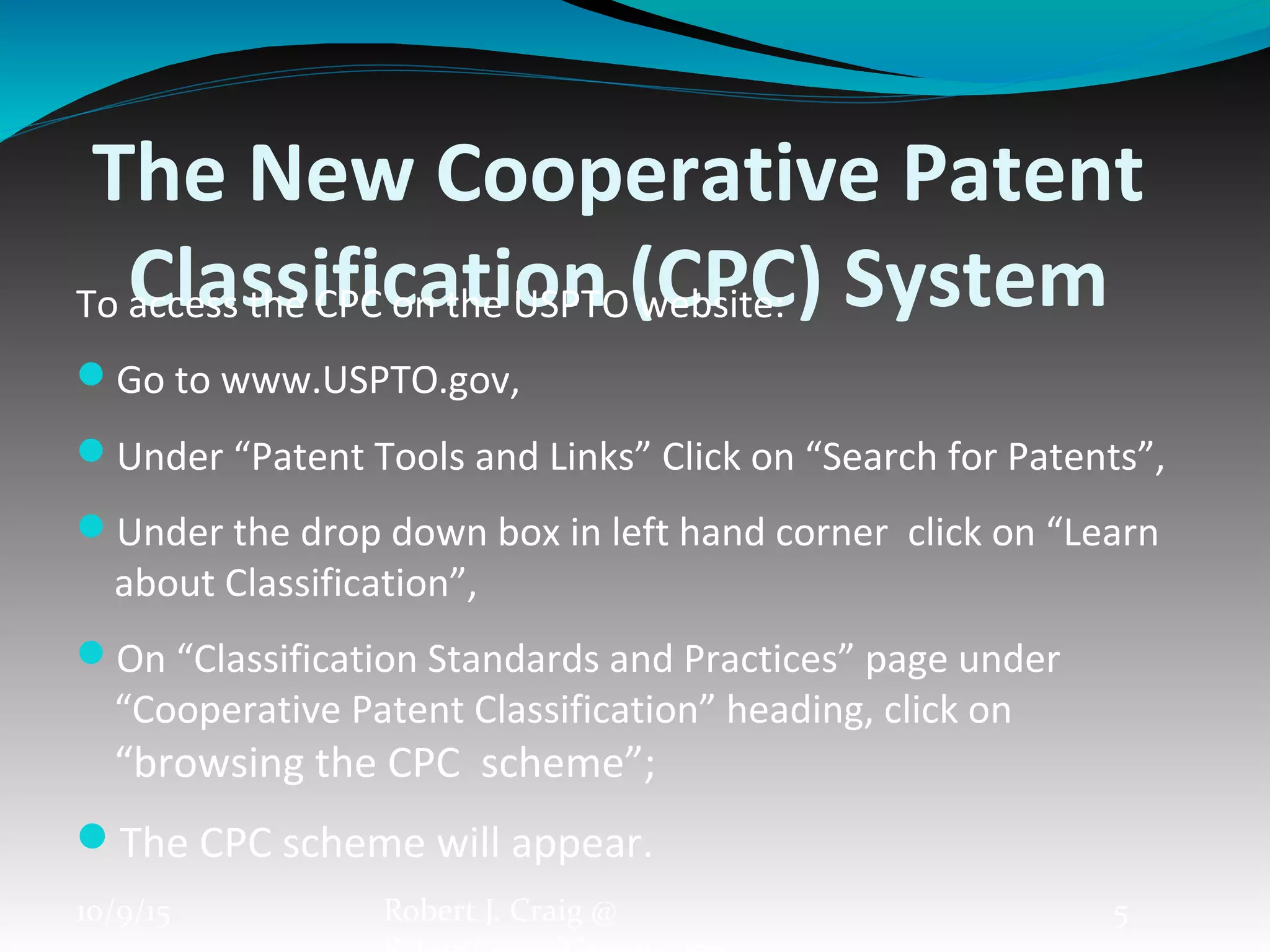 Cpc classification - Inventors Society Oct. 3 2015 | ODP