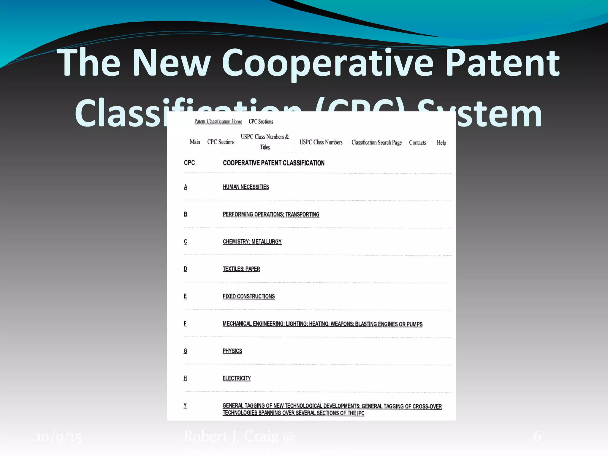 Cpc classification - Inventors Society Oct. 3 2015 | ODP