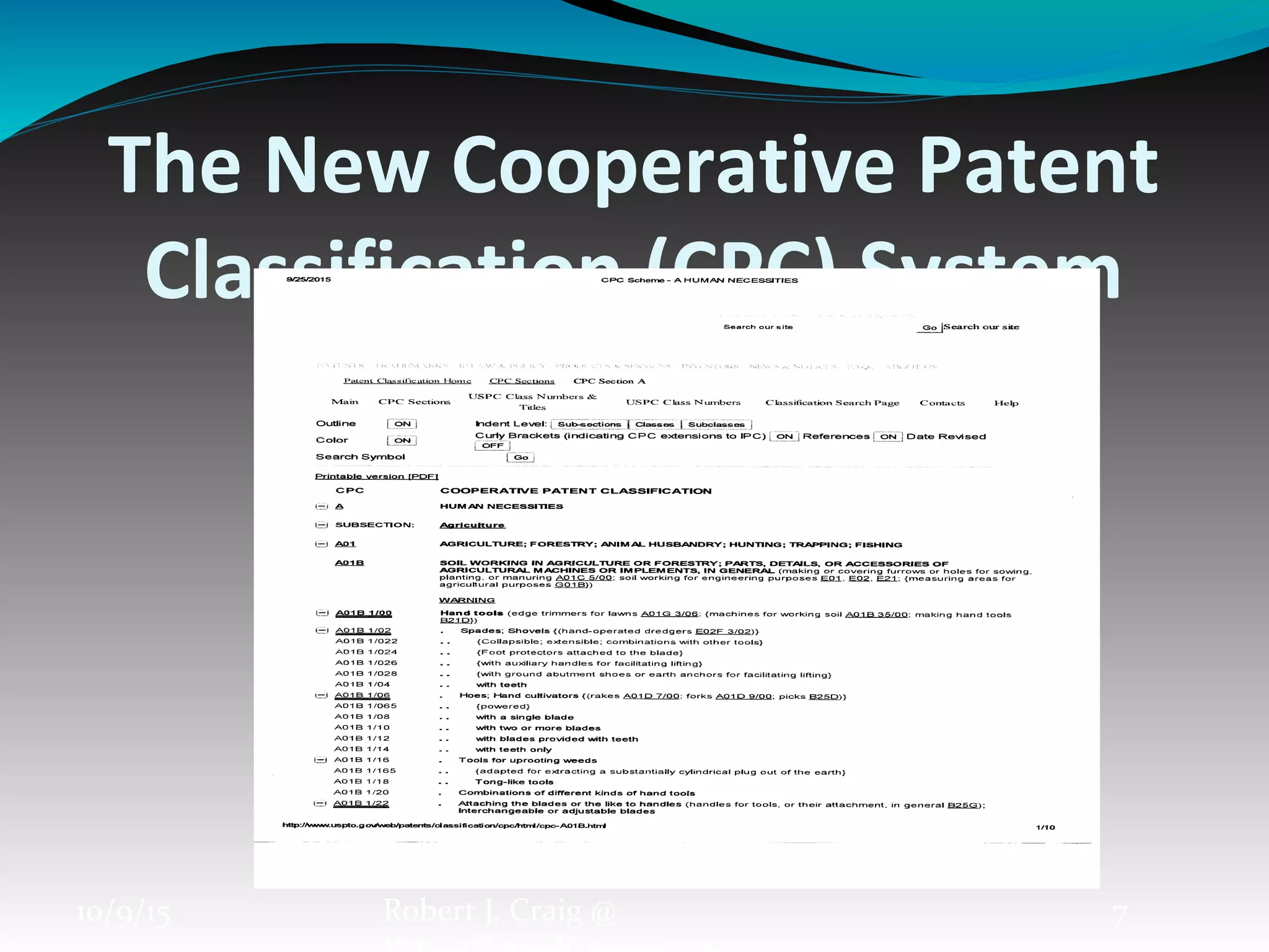 Cpc classification - Inventors Society Oct. 3 2015 | ODP