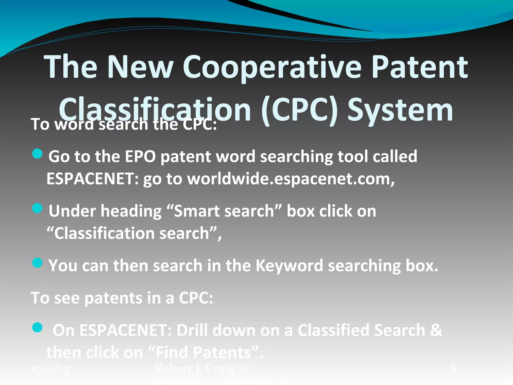 Cpc classification - Inventors Society Oct. 3 2015 | ODP