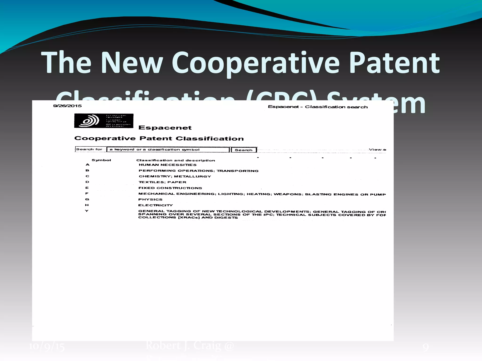 Cpc classification - Inventors Society Oct. 3 2015 | ODP