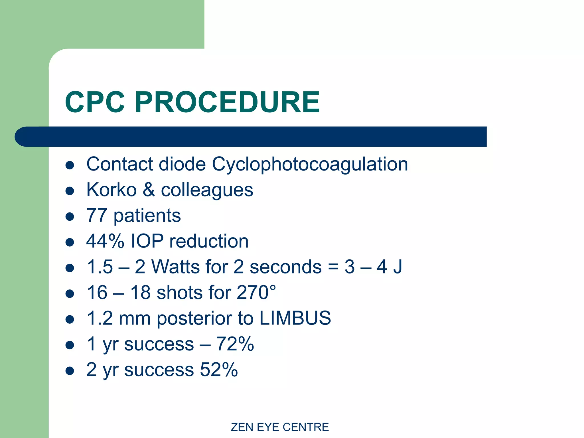 CYCLODIODE LASER FOR GLAUCOMA -AJAY DUDANI | PPT