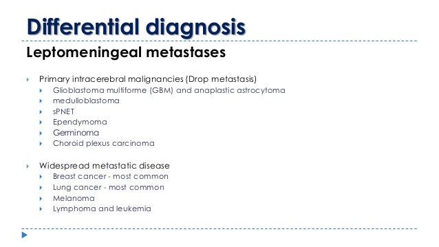 Leptomeningeal metastases, differential diagnosis. CPC