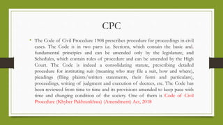 Presentation on CPC Case Managment by Mr. Murtaza Khan, CJ-III Swat | PPT