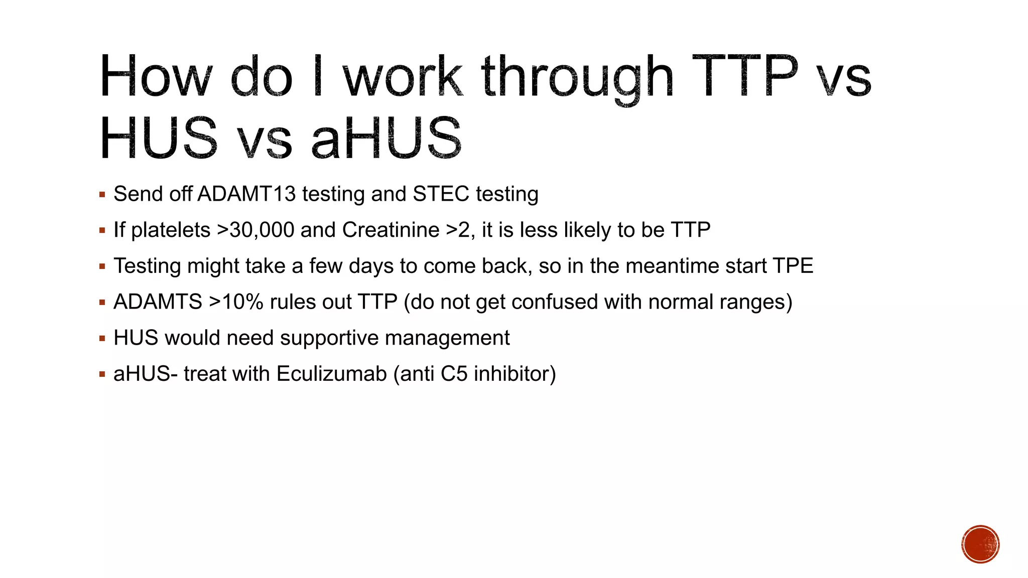 MAHA/TTP/DIC/HUS/aHUS | PPTX